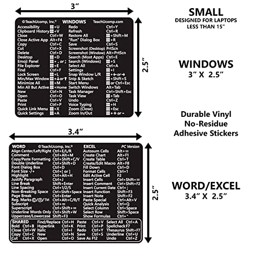Electronikz - TEACHUCOMP Keyboard Shortcuts Sticker for Windows 11 and ...