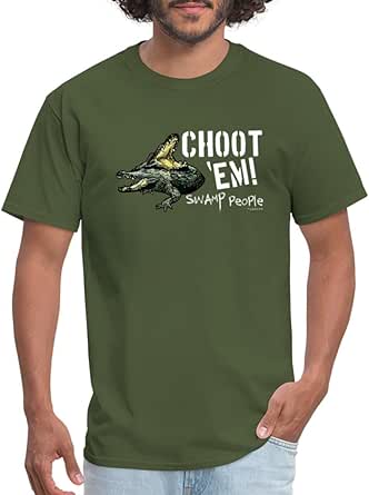 Amazon.com: Spreadshirt Swamp People Choot 'Em Alligator Men's T-Shirt ...