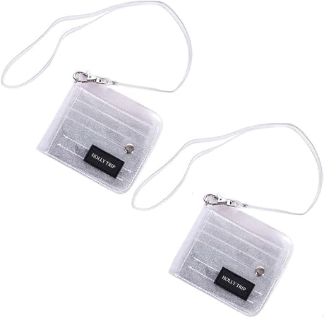 Amazon.com: HOLLY TRIP Pack of 2 Clear Bifold Wallet Small Purse, Cute ...