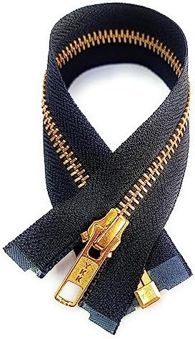 M Fabrics YKK Brass Metal Jacket Zipper Black, Open end DIY Sewing ...