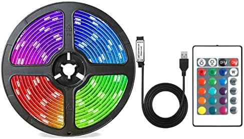 USB Powered LED Strip Lights, 24 Keys Remote RGB 5050 Flexible LED ...
