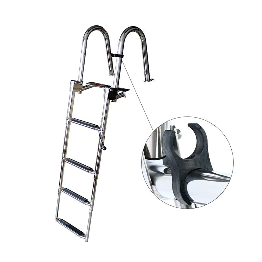 Buy Boat Ladder 4 Step Telescoping Boat Ladder Stainless Steel, Folding ...