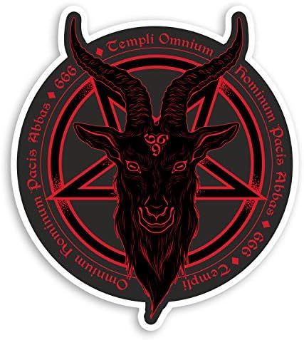 2 x 10cm Baphomet Demon Goat Head Vinyl Stickers - Tattoo Laptop ...