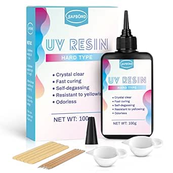 Amazon.com: UV Resin Kit-SAPBOND 100g Crystal Clear Hard Type Glue Upgraded Ultraviolet Fast ...