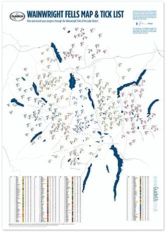 Wainwright Fells Map Poster Lake District Tick List (A1 (841 x 594mm ...
