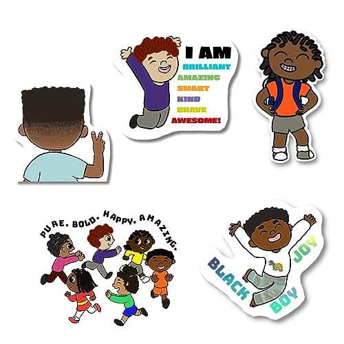 Amazon.com: Black Kid Sticker Pack for Boys | Little Black Boy Stickers ...