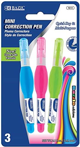 Amazon.com : BAZIC Products 0.1 FL OZ (3 mL) Metal Tip Mini Correction ...