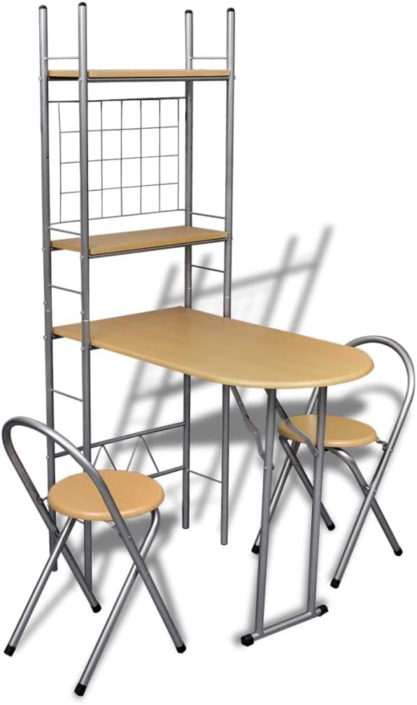 Amazon.com - vidaXL Foldable 3-Piece Breakfast Bar Set - Compact Dining ...