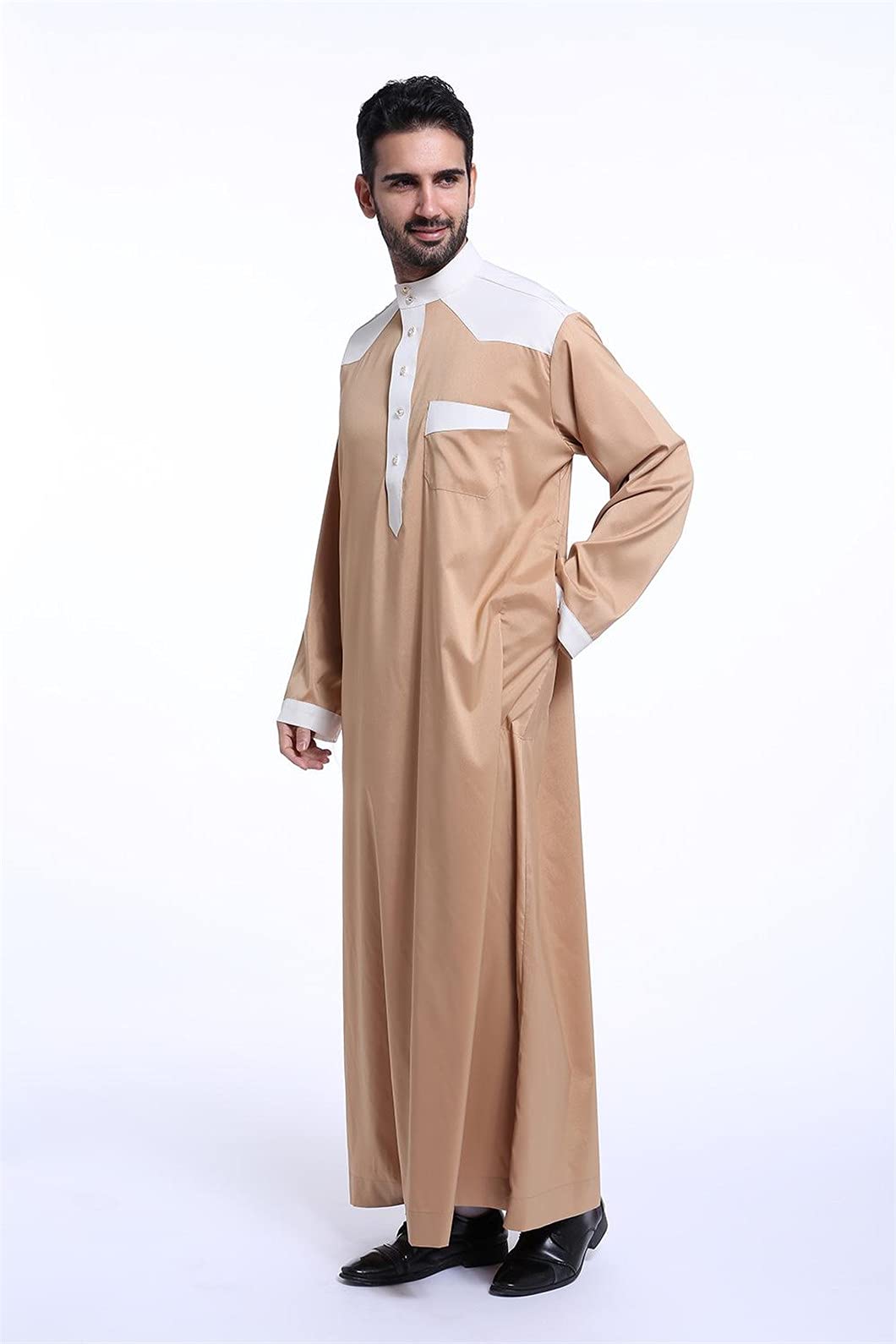 Muslim Mens Saudi Thobe Thawb Jubba Abaya Long Sleeve Robe | Desertcart ...