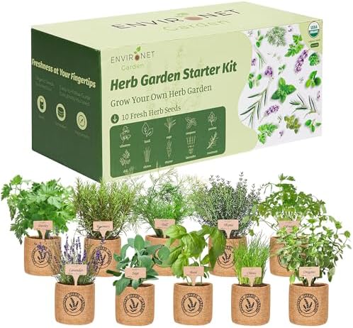 Amazon.com : Environet 10 Indoor Herb Garden Kit- Burlap Pots, Organic ...