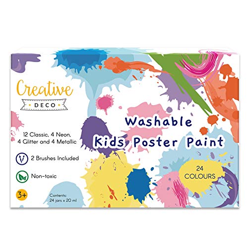 Creative Deco Wasbare Poster-Verf Set voor Kinderen | 24 potten x 20 ml ...
