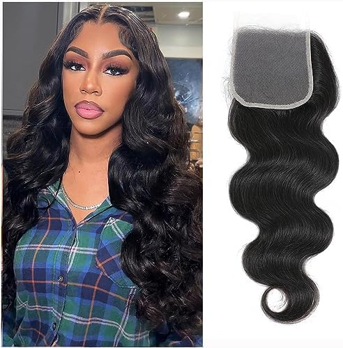 Amazon.com : Zezejenhu Human Hair 4x4 Lace Closure Body Wave 24 Inch ...