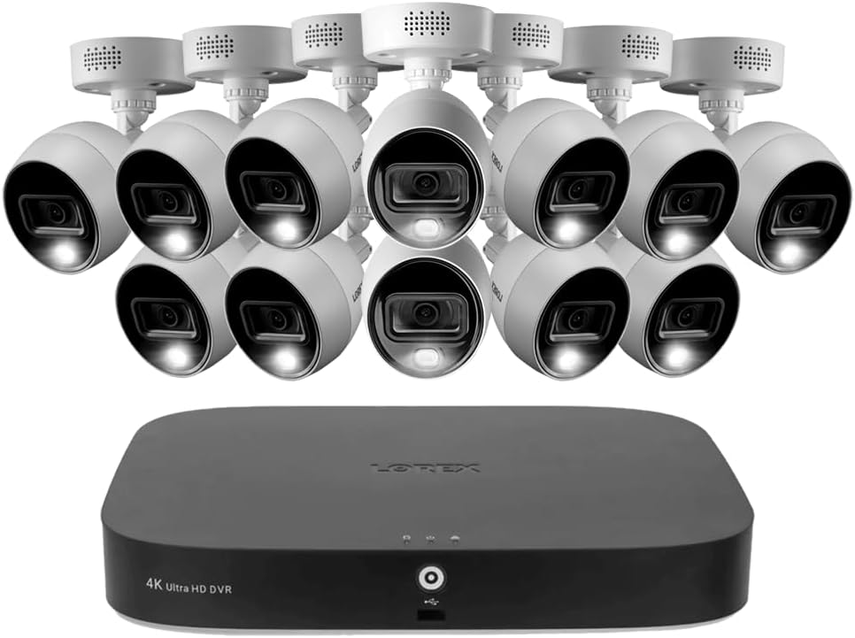 Amazon.com : Lorex 4K Security Camera System with 12 Analog Active ...