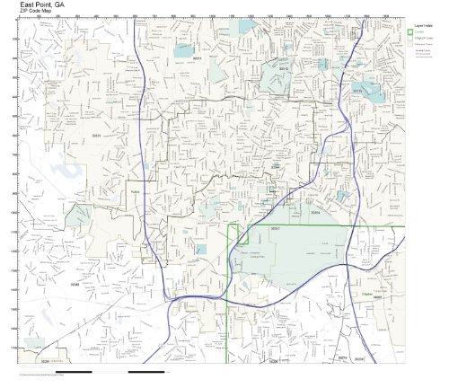 ZIP Code Wall Map of East Point, GA ZIP Code Map Not Laminated: Amazon ...
