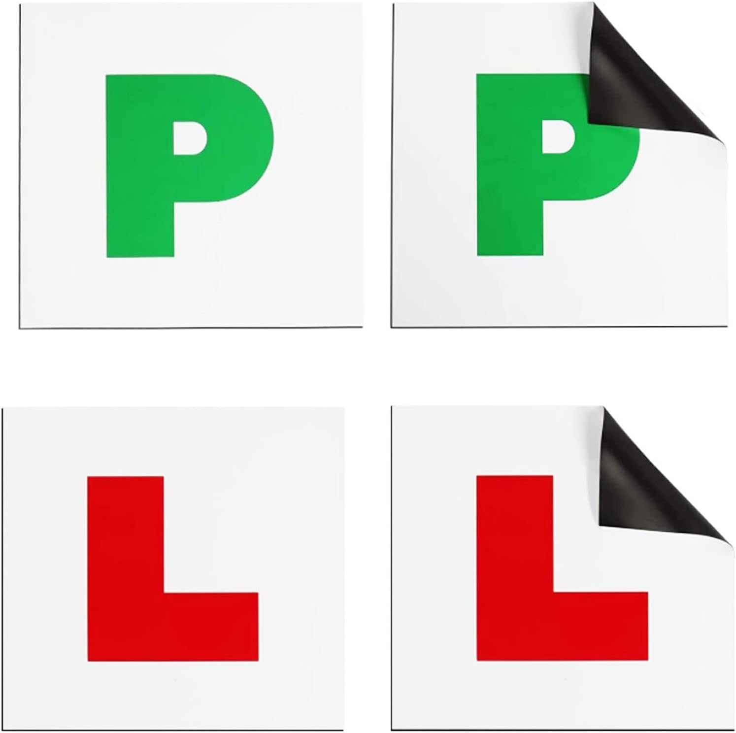 Magnetic L & P Plates Learner and Passed Pack of 4 Highway Code UK Road ...