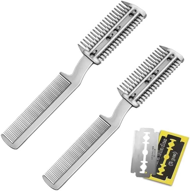 Amazon.com : 2Pcs Razor Comb for Dogs Cats with Extra Blades Double ...