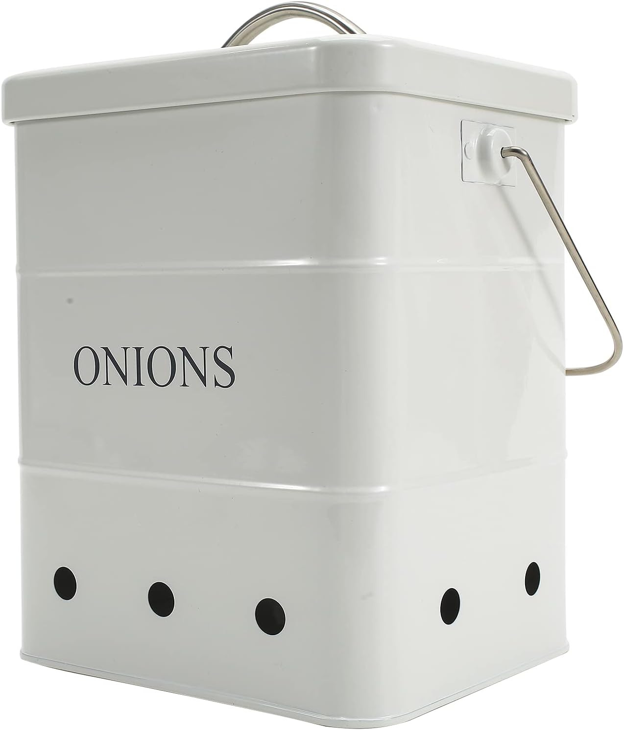 Amazon.com: Ellementry Egg Shell Metal Onion Storage Bin with Wooden ...
