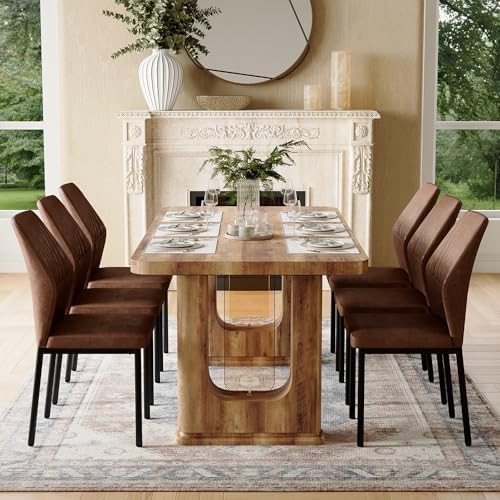 Amazon.com - Rejeke 64.5" Dining Room Table Set for 6, Modern Farmhouse ...