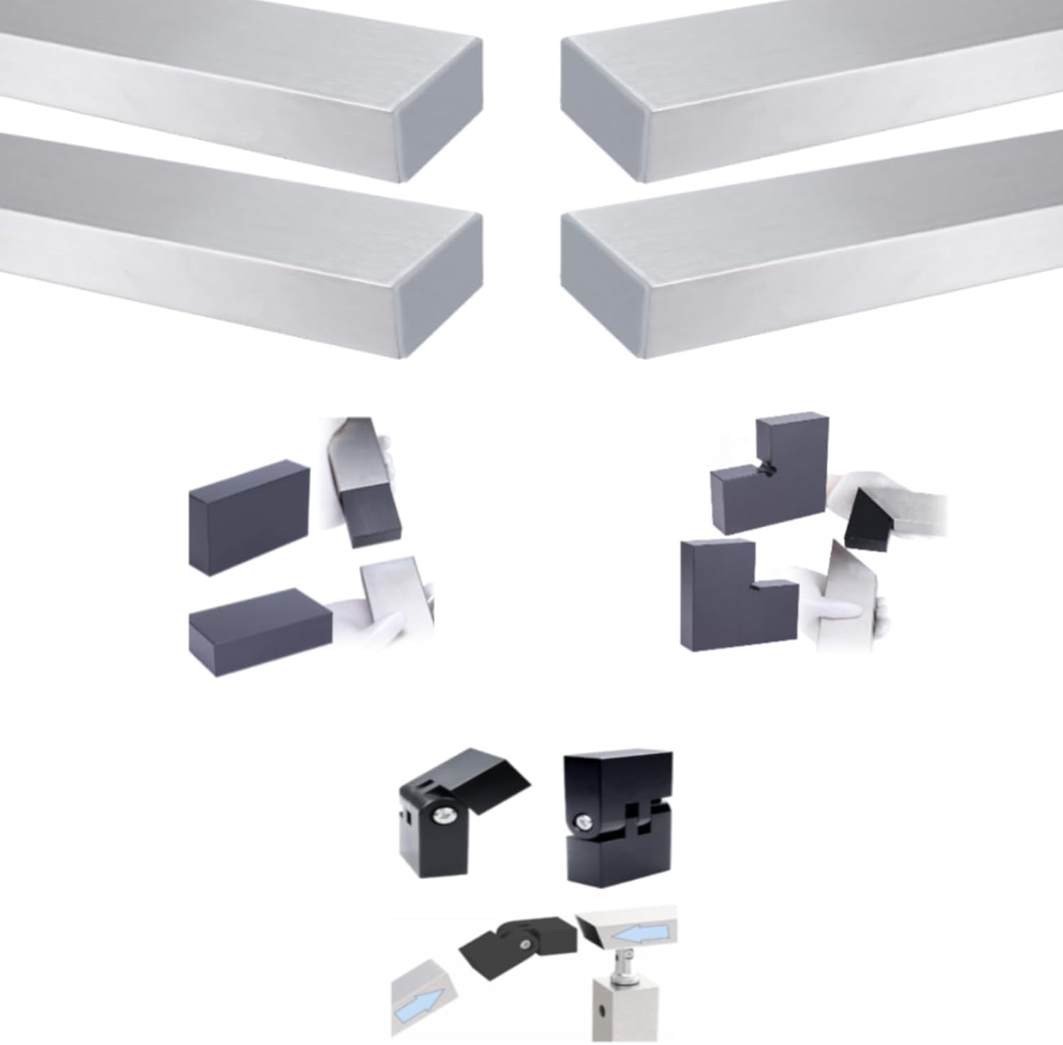 Muzata 2Pack Vertical Pivot Connector Handrail HA23 BNP with Corner ...