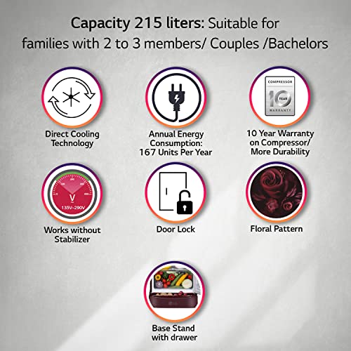 LG 215 L 3 Star Direct-Cool Single Door Refrigerator (GL-D221ASED ...