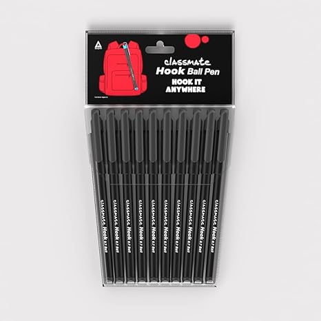 Classmate Hook- Black Ball Pens (Pack of 10)|Smooth & Fast Writing Ball ...