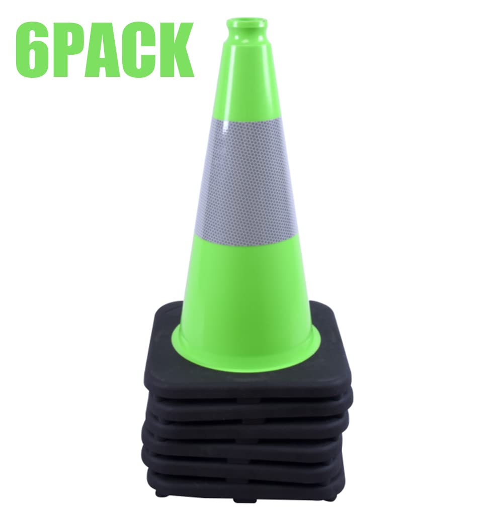 BESEA 6Pack 18" inch Traffic Cones Green Safety Cones PVC Construction ...