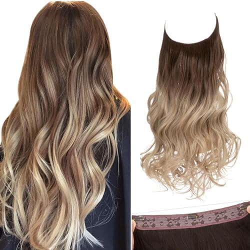 Amazon.com: SARLA Extensiones de cabello con alambre invisible ombré ...