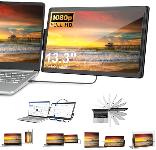 Monitor portátil triplo, extensor de tela de monitor de laptop de 15 ...