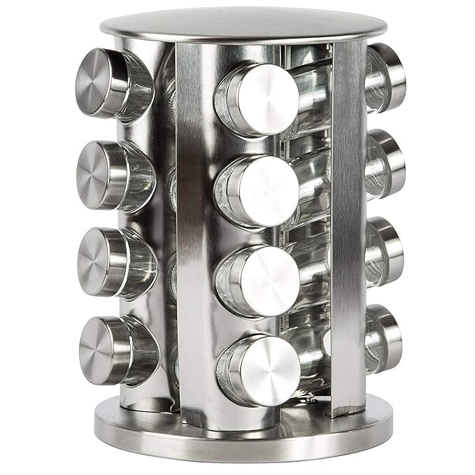 PINK PARI (LABEL) Stainless Steel 16pc Spice Jars Rack | Revolving ...