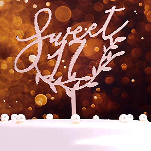 Rose Gold Sweet 17 Cake Topper,17 Years Birthday Party Decorations ...