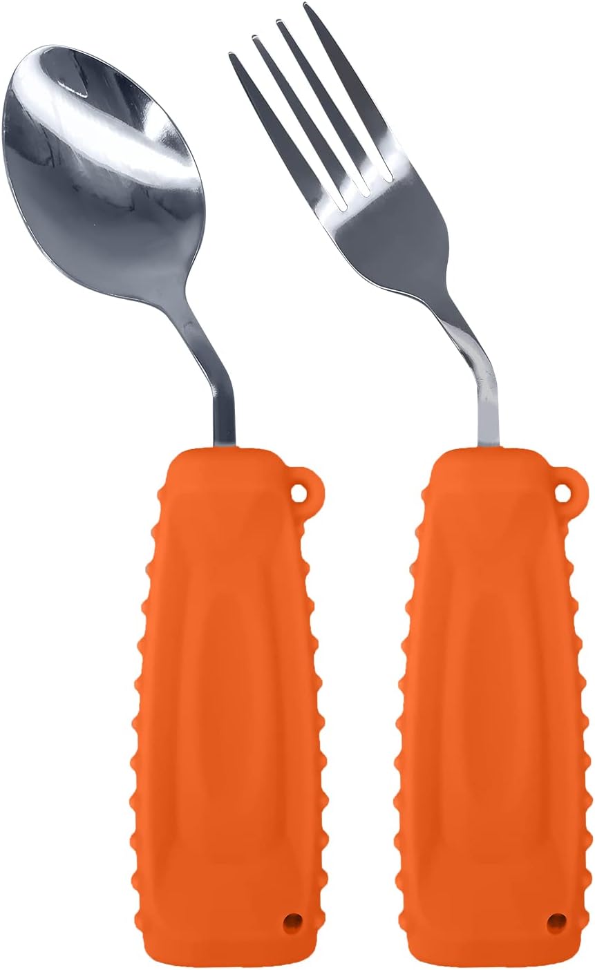 Amazon.com: Ehucon Adaptive Utensils Angled Spoon and Fork for Hand ...