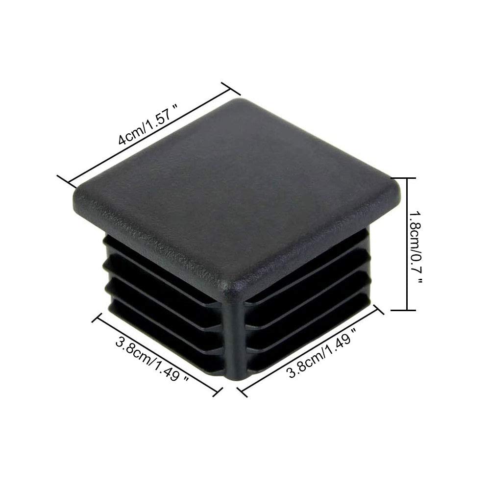 FOGAWA 20Pcs Square Plastic End Caps Tube End Caps 40x 40mm Ribbed ...