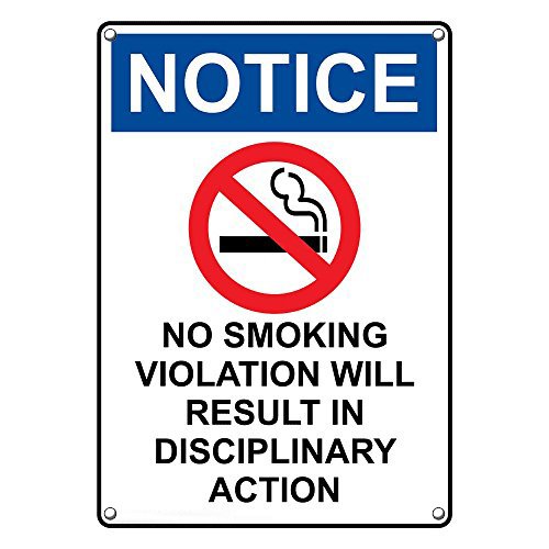 Amazon.com: Weatherproof Plastic Vertical OSHA Notice No Smoking ...