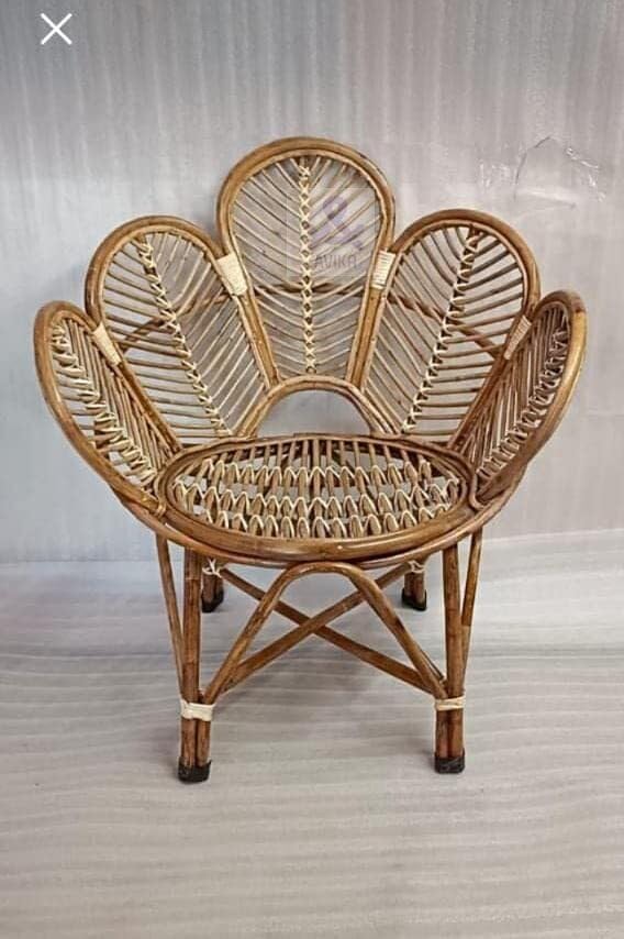CRAFTCANE Bamboo Cane Flower Chair,Kursi with Cushion for Cafe ...