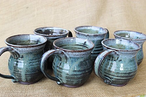 Amazon.com: 16 oz wheel thrown stoneware mugs, set of six : Home & Kitchen