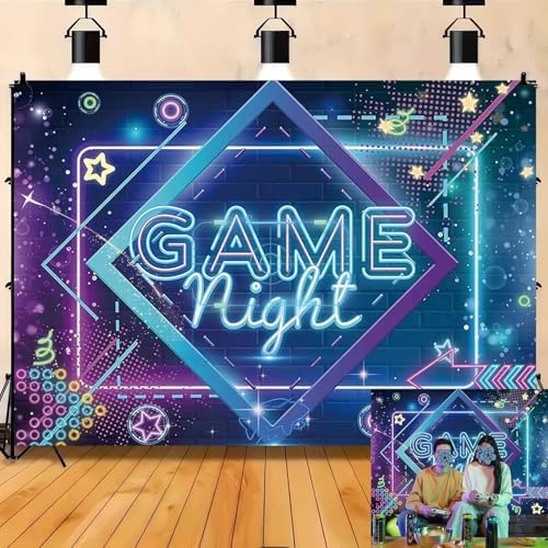 Amazon.com : Game Night Photography Banner Glow Neon Photo Background ...