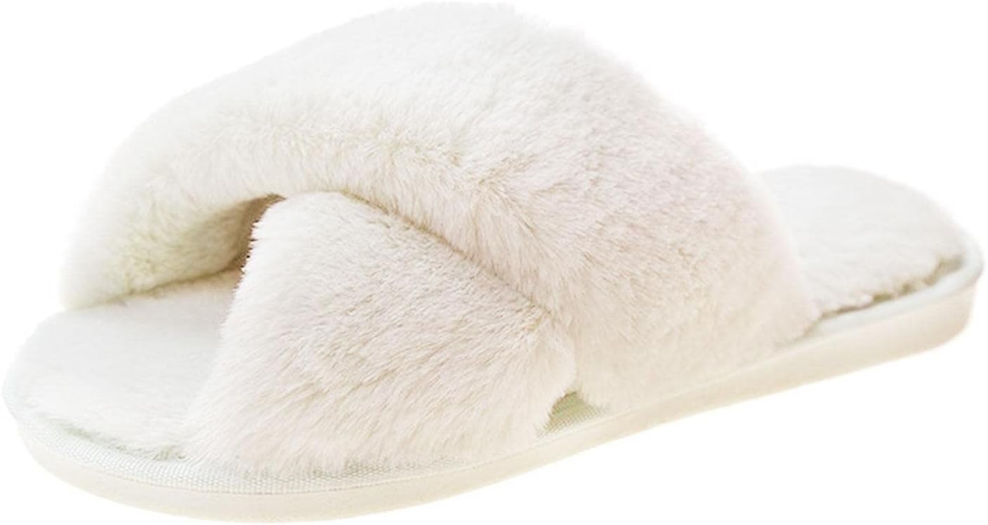 Generic Women's Fuzzy Slippers Ladies Plush Slippers Fluffy Faux House ...