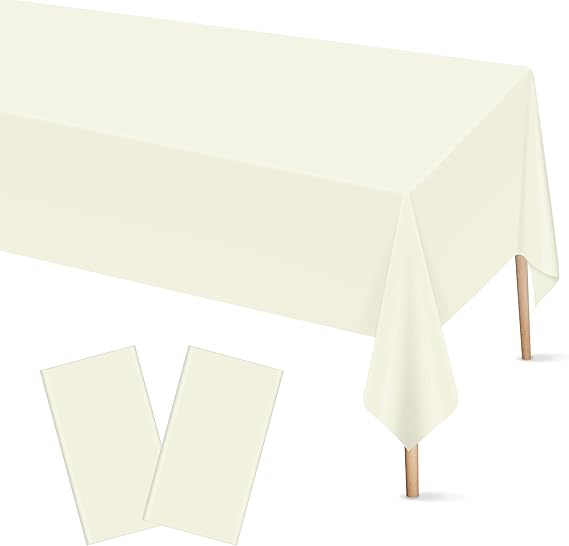 Amazon.com: Mulbozy 2 Pcs Ivory Plastic Tablecloth for Rectangle Table ...