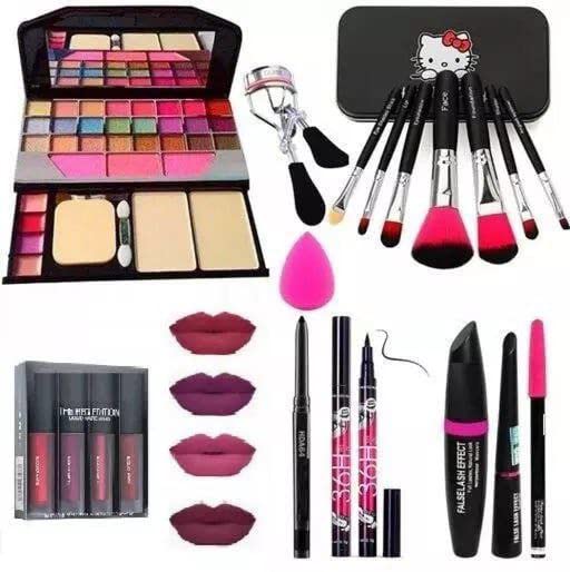 Agpgtya TYA 6155 Multicolour Makeup Kit with 7 Black Makeup Brushes Set ...