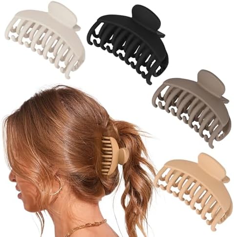 Amazon.com : DEEKA 4 PCS 2.5 Inch Hair Claw Clips Double Row Teeth ...