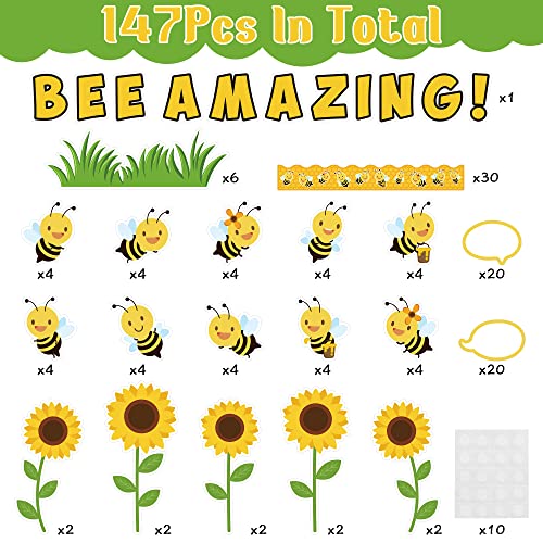 Snapklik.com : 147Pcs Bee Bulletin Board Cutouts Autumn Bee Sunflower ...