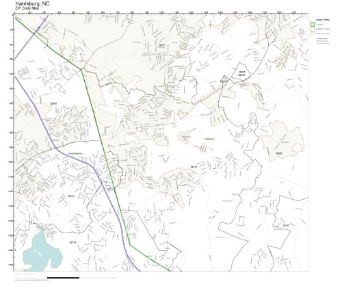 ZIP Code Wall Map of Harrisburg, NC ZIP Code Map Laminated: Amazon.com ...