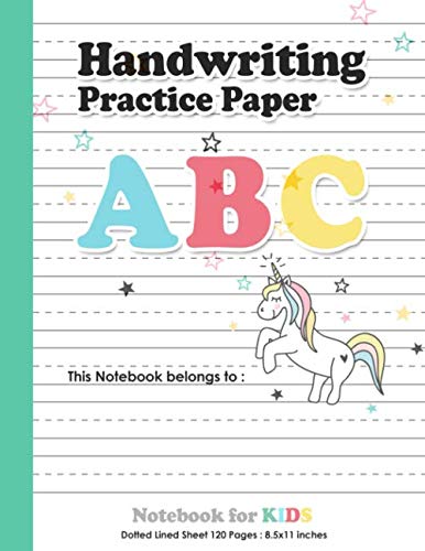 Handwriting Practice Paper Notebook for Kids: Dotted Lined Sheet 120 ...