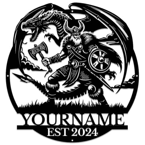 Amazon.com: Vikings Art Metal Signs,Custom Viking warriors Metal Name ...