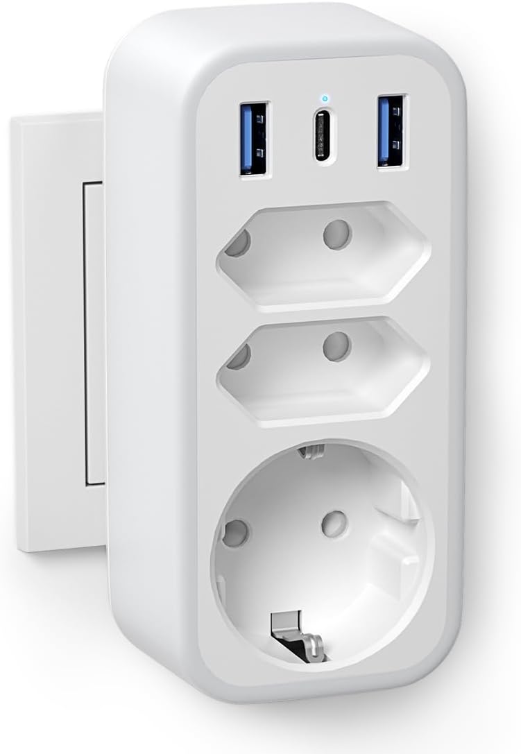 6 in 1 Mehrfachsteckdose Steckdosenadapter, STGAROT 3 Fach ...