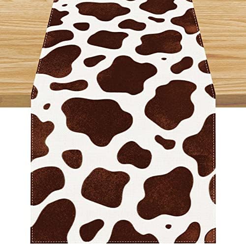 Amazon.com: Farmhouse Cow Print Table Runner Rustic Cowhide Table Cover ...