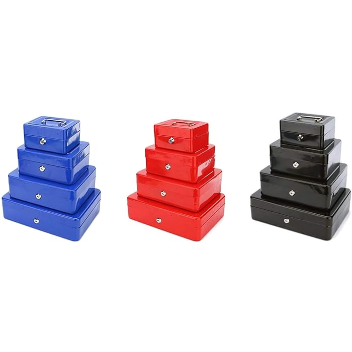 Buy ProfitPlanet® 4-12" Petty Cash Money Tin Metal Safe Box with Lock 2 ...