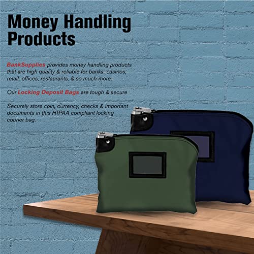Snapklik.com : Laminated Nylon Locking Deposit Bag Navy Blue 15W X 11H ...