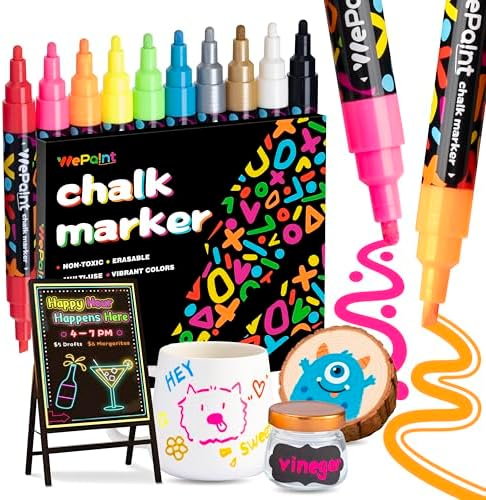 Amazon.com: WePaint 10 Dual Tip Liquid Chalk Markers for Blackboard ...