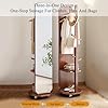Coat Rack and Full Length Mirror on Wheels - Solid Wood Frame Large ...